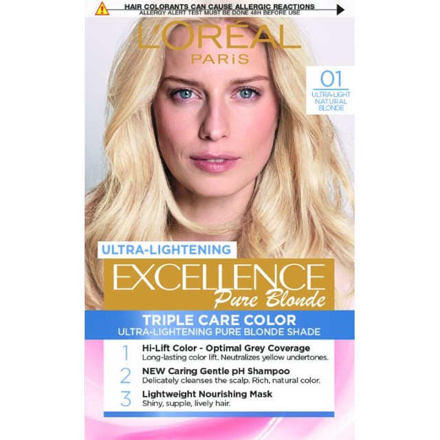 L'OREAL TRAJNA BOJA ZA KOSU EXCELLENCE 01 - Ultra svetla prirodno plava ...