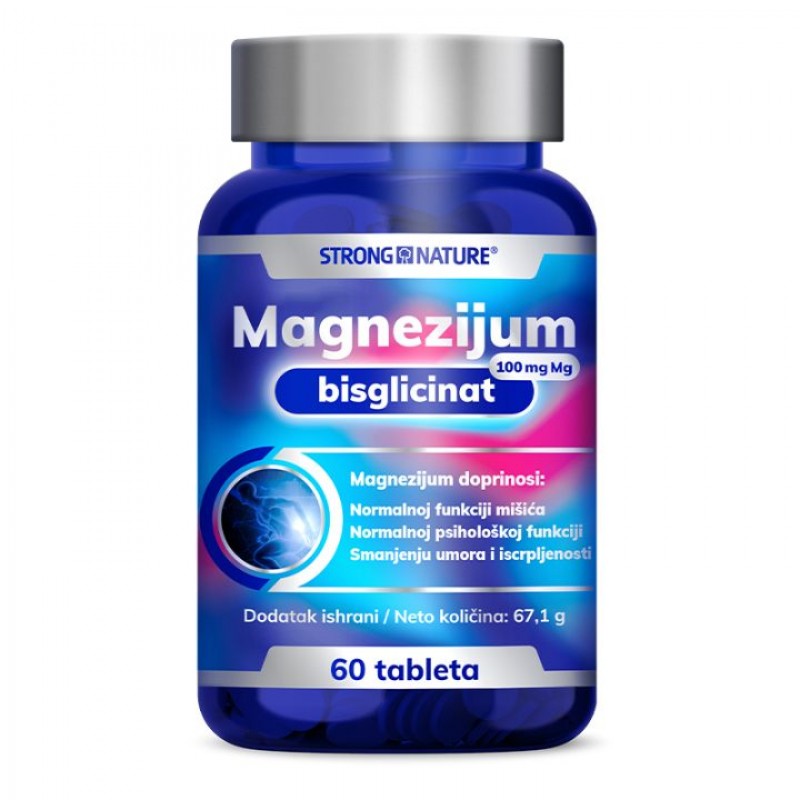 STRONG NATURE MAGNEZIJUM BISGLICINAT 100MG, 60 TABLETA | On-line ...