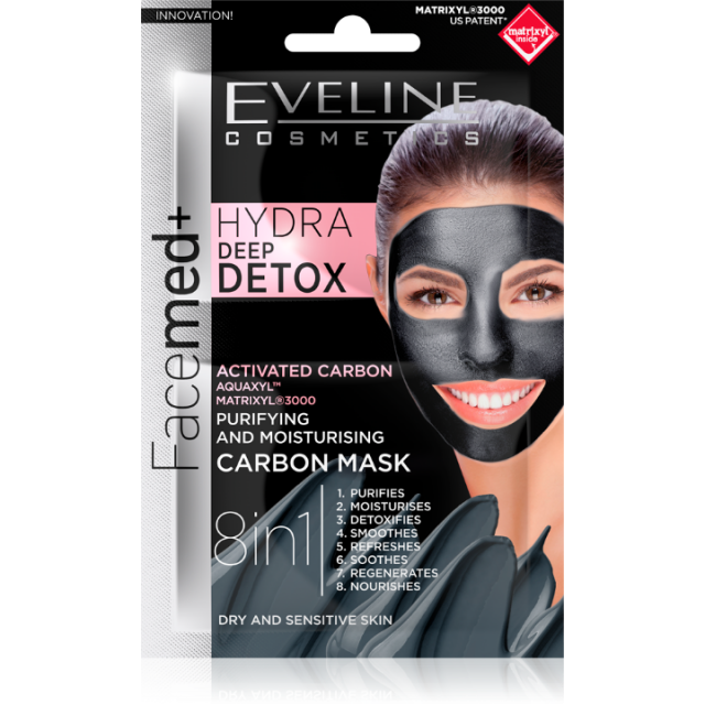 EVELINE FACEMED PURIFYINF FACE MASK WITH ACTIVATED CARBON HYDRO DETOX ...